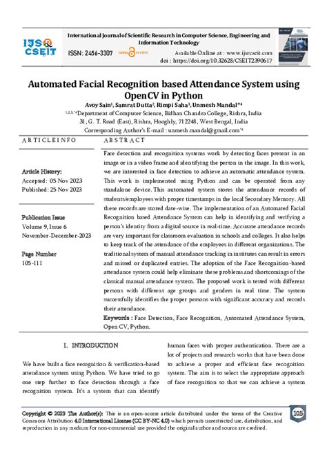 Pdf Automated Facial Recognition Based Attendance System Using Opencv