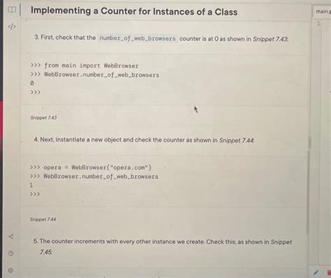 Solved Implementing A Counter For Instances Of A Class Aim