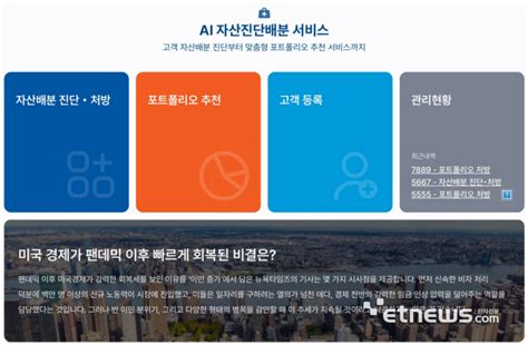 Ibk證 프리즘투자자문 Ai 자산진단·배분 서비스 도입 전자신문