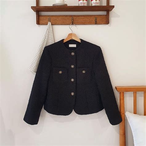 여성 트위드자켓 노카라자켓