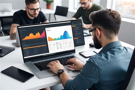 Panorama Shot Of Frontend Developer Team Brainstorming Ui And Ux Designs Premium Ai Generated