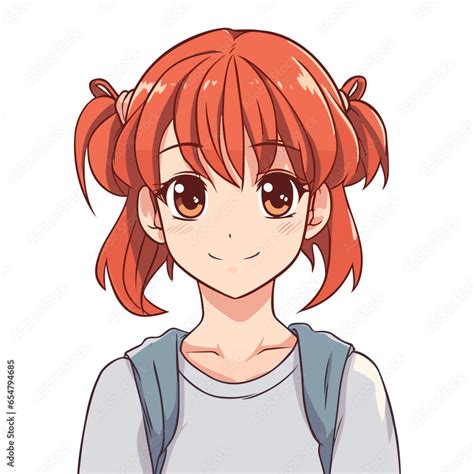 Vetor Do Stock Cute Anime Girl Sweet Manga Girl Vector Hand Drawn