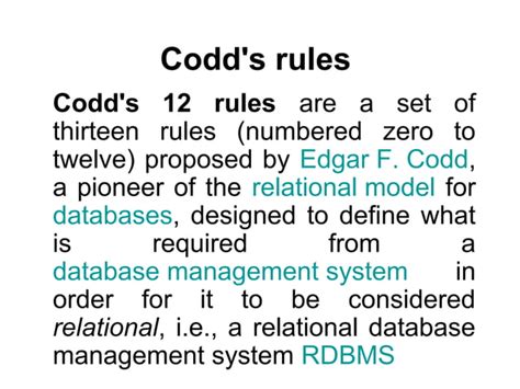 codd s rules ppt databases computer software and applications