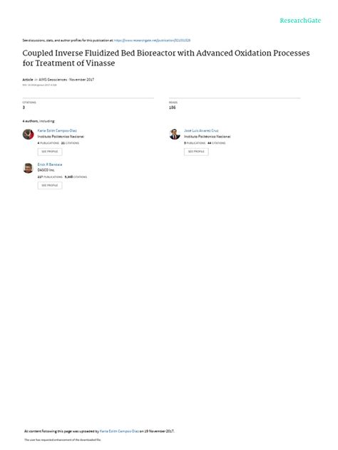 Coupled Inverse Fluidized Bed Bioreactor With Advanced Oxidation Pdf