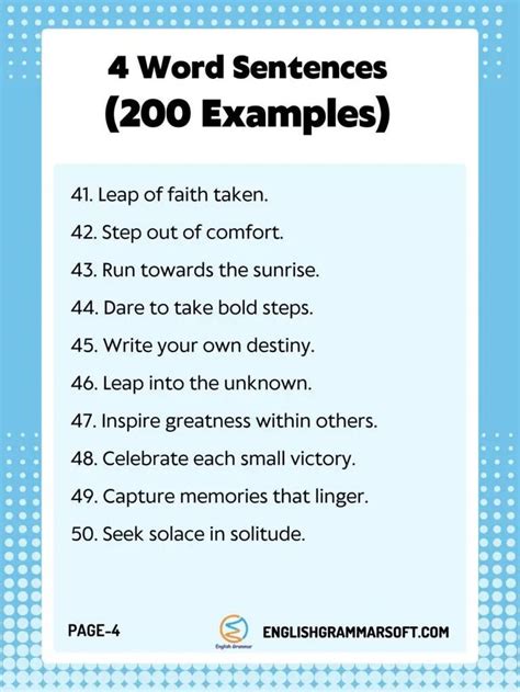 4 Word Sentences Examples Word Sentences Sentence Examples Sentences 4 Word Sentences Examples Word Sentences Sentence Examples Sentences