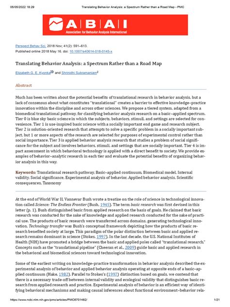 translating behavior analysis a spectrum rather than a road map pmc