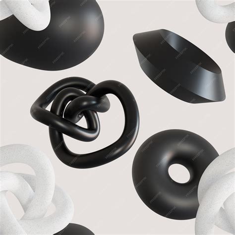 Premium Photo Seamless Pattern With Abstract Black And White 3d Shapes On Beige Background
