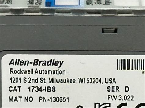 Allen Bradley 1734 Ib8 1734 1b8 188 Ser D Point Io Input Module 24vdc