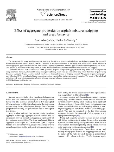 Pdf Effect Of Aggregate Properties On Asphalt Mixtures Stripping And Creep Behavior