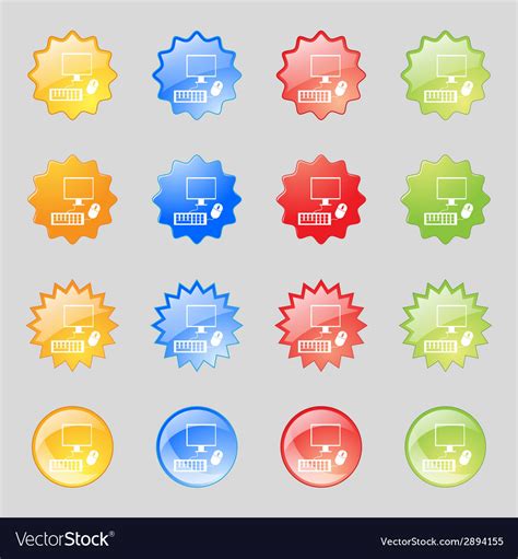 Computer Widescreen Monitor Keyboard Mouse Sign Vector Image