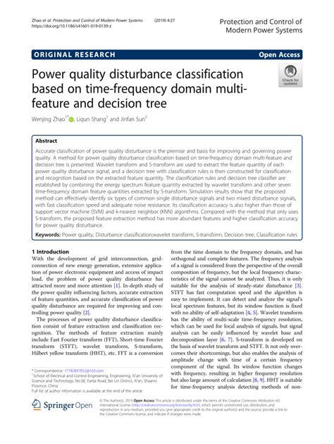 Pdf Power Quality Disturbance Classification Based On Time Frequency Domain Multi Feature And