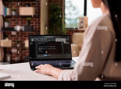 Software Developer Learning New Program Code On Terminal Window Using Online Cloud App Server