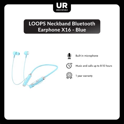 Jual Loops Neckband Bluetooth Earphone X16 Blue Shopee Indonesia