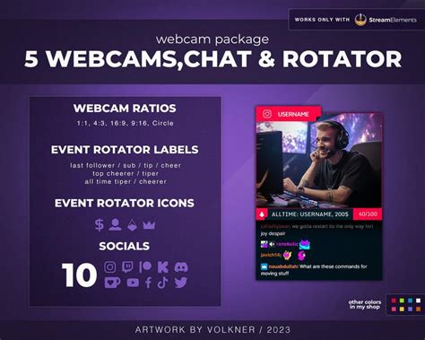 customizable red twitch webcam overlay webcam and rotator widget