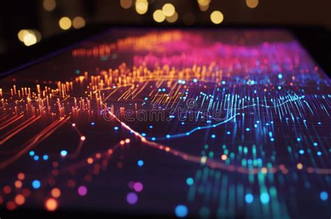 Vibrant Abstract Digital Data Visualization In Bright Colorful Lights Stock Illustration
