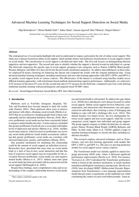 Pdf Advanced Machine Learning Techniques For Social Support Detection On Social Media