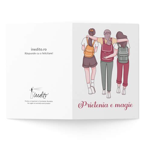 Поздравителна картичка с плик висококачествена текстурирана хартия Приятелството е магия