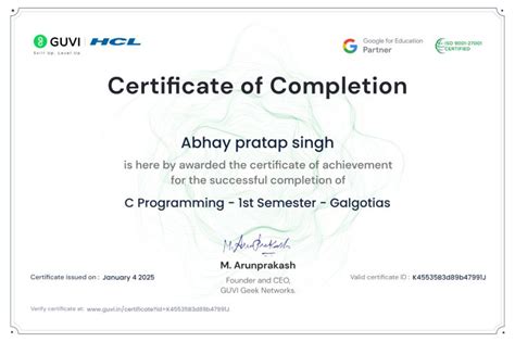 Abhay Pratap Singh On Linkedin Cprogramming Guvi Learning Techskills Growth