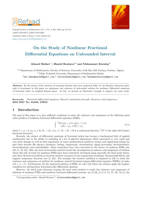 PDF On the Study of Nonlinear Fractional Diﬀerential Equations on Unbounded Interval