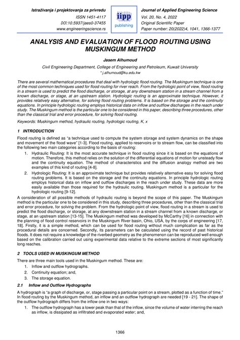 Pdf Analysis And Evaluation Of Flood Routing Using Muskingum Method