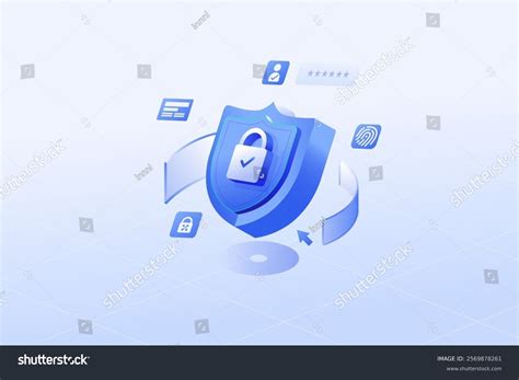 Data Protection Cybersecurity Privacy 3d Shield Stock Vector Royalty