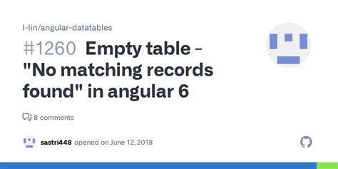 Empty Table No Matching Records Found In Angular 6 Issue 1260