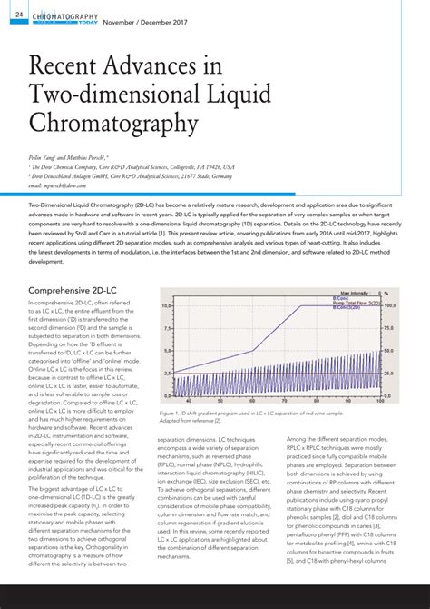 Pdf Recent Advances In Two Dimensional Liquid Chromatography