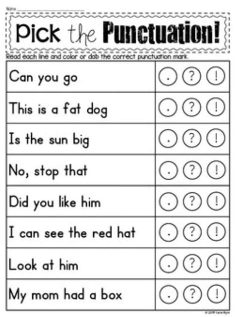 1st Grade Punctuation Worksheet