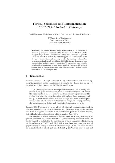 pdf formal semantics and implementation of bpmn 2 0 inclusive gateways
