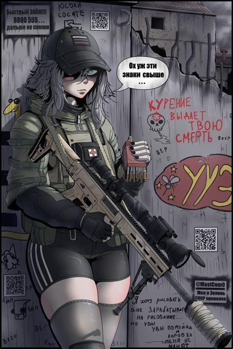 Original Character Request Highres Translation Request 1girl Against Wall Assault Rifle