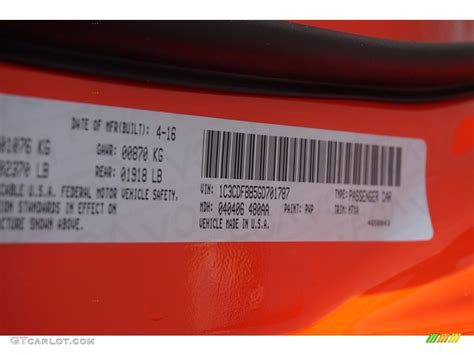 2016 Dodge Dart Sxt Rallye Color Code Photos