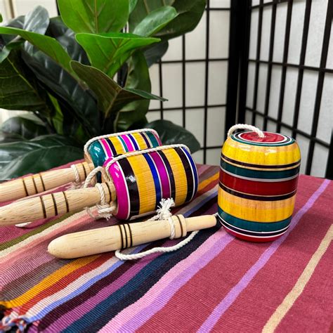 Mexican Wood Toy Balero Multicolor Handmade Authentic From Mexico