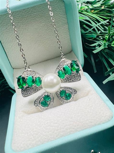 Butterfly Pendant Forest Emerald Green Butterfly Shape Pendant Halo