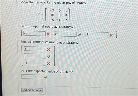 solved solve the game with the given payoff