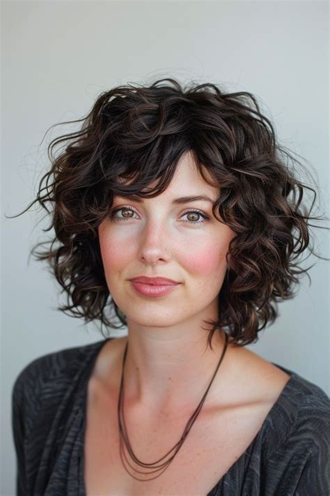 Short Curly Shag In 2024 Curly Shag Haircut Short Curly Curly