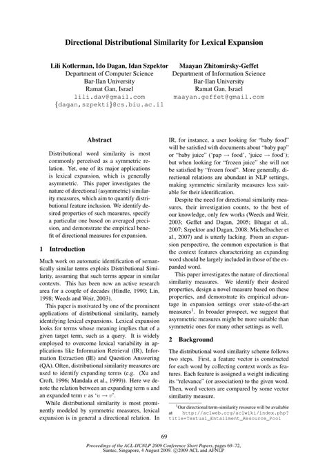 Pdf Directional Distributional Similarity For Lexical Expansion