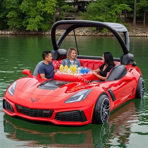 Sports Car Lake Floats Cruising The Water In Style And Speed