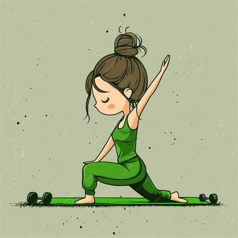 Cute Cartoon Girl Doing Yoga On A Mat Premium Ai Generated Image
