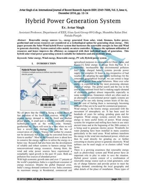 Hybrid Power Generation System A Review Pdf Gas And Electric Home Utilities