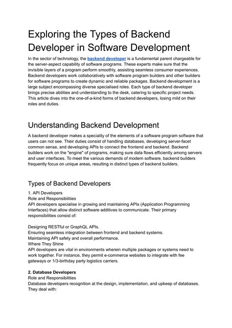ppt exploring the types of backend developer in software development powerpoint presentation