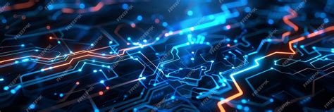 Abstract Futuristic Circuit Board In Neon Lights A Stunning Closeup Of A Futuristic Circuit