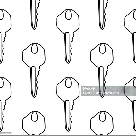 Keys Seamless Pattern Minimalist Continuous Line Key Background Vector Illustration For Real