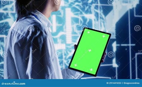 Supervisor Uses Chroma Key Tablet For Ai Stock Video Video Of Code Implement 291441655