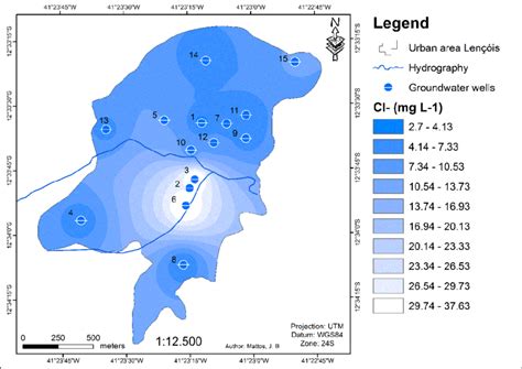 Map With Spatialization Of Chloride Concentrations In The Groundwater Download Scientific