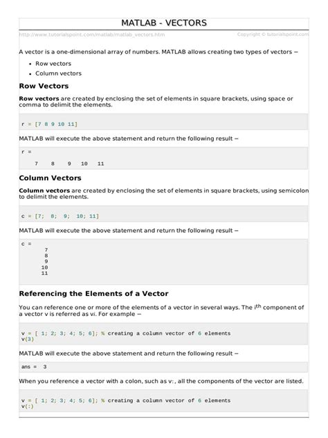 Matlab Vectors Pdf