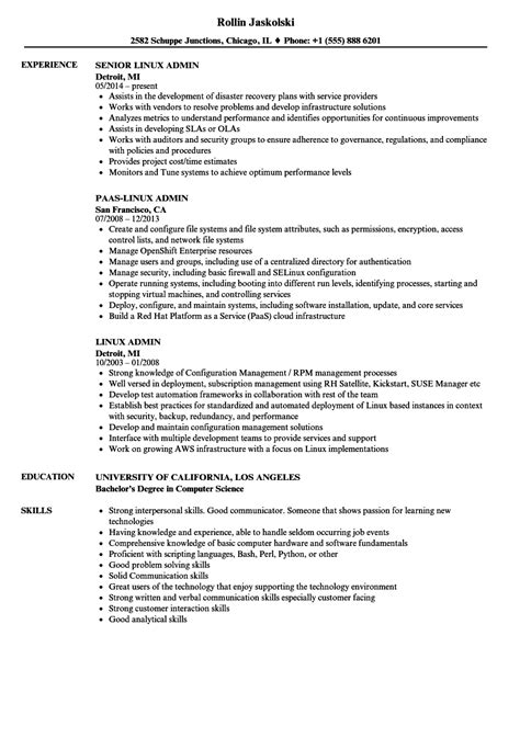 Linux Admin Resume Samples Velvet Jobs