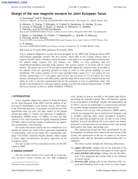 Pdf Design Of The New Magnetic Sensors For Joint European Torus