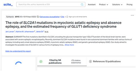 The Role Of Slc 2a1 Mutations In Myoclonic Astatic Epilepsy And Absence