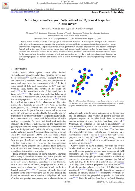 Pdf Active Polymers — Emergent Conformational And Dynamical Properties A Brief Review