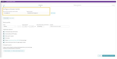 how to set up a dynatrace synthetic browser type monitor applied